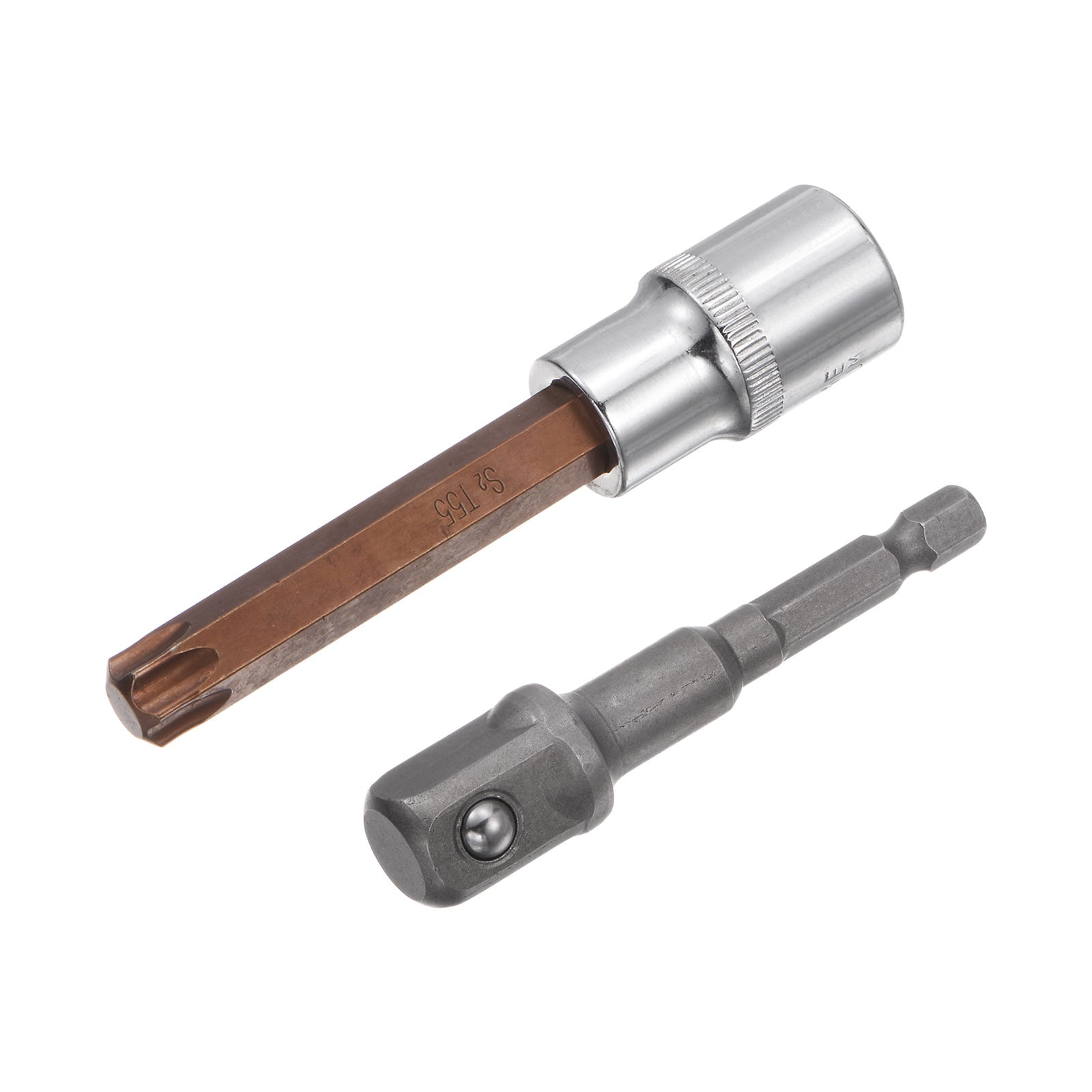 Uxcell T55 Torx Bit Socket, 1/2" Square Drive 4" Length with Hex Shank Power Drill Adapter ...