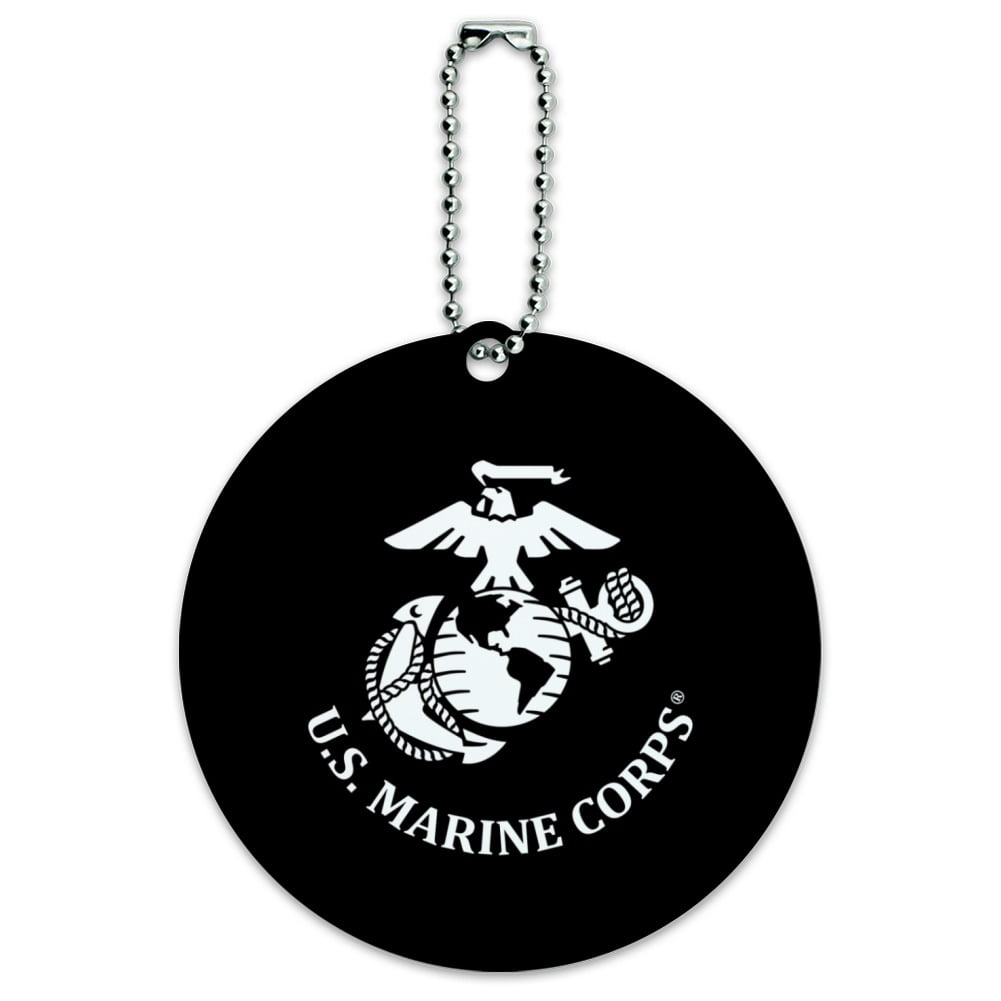 U.S. Marine Corps USMC White Logo on Black Officially Licensed Round ...