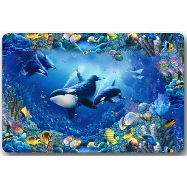 WinHome Orca Killer Whale Doormat Floor Mats Rugs Outdoors/Indoor ...