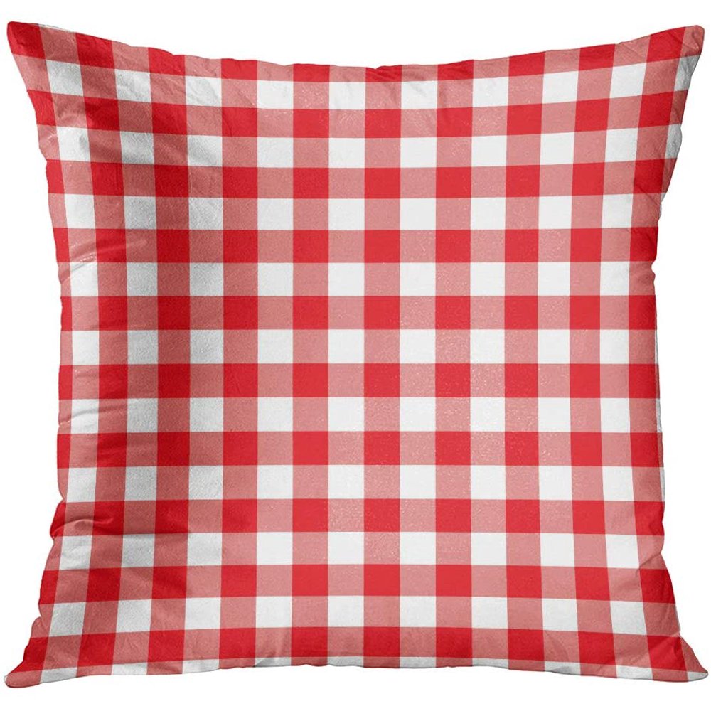 ECZJNT Checks Red and White Gingham Checkered Throw Pillowcase Cover ...