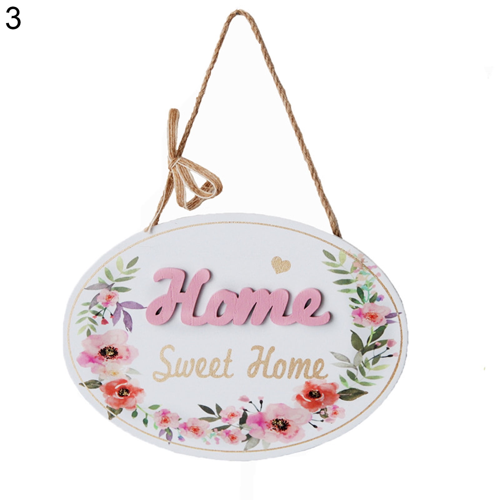 Yoone Oval Flower Pattern Door Sign Density Board Farmhouse Porch ...