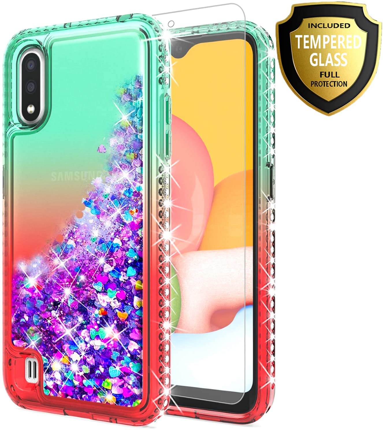 Samsung Galaxy A01 Phone Case, with [Tempered Glass Protector Included ...