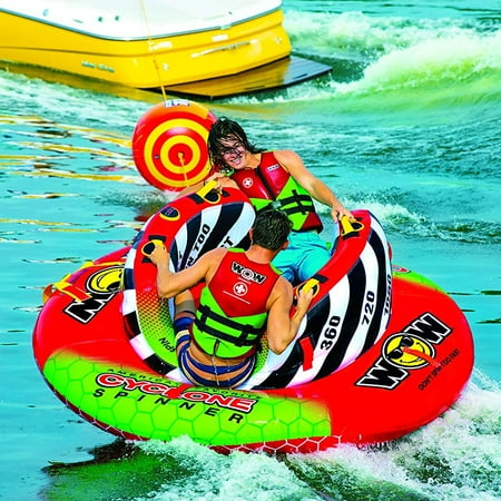 WOW Watersports 2-Person Cyclone Spinner Towable Rotating Boating Tube ...