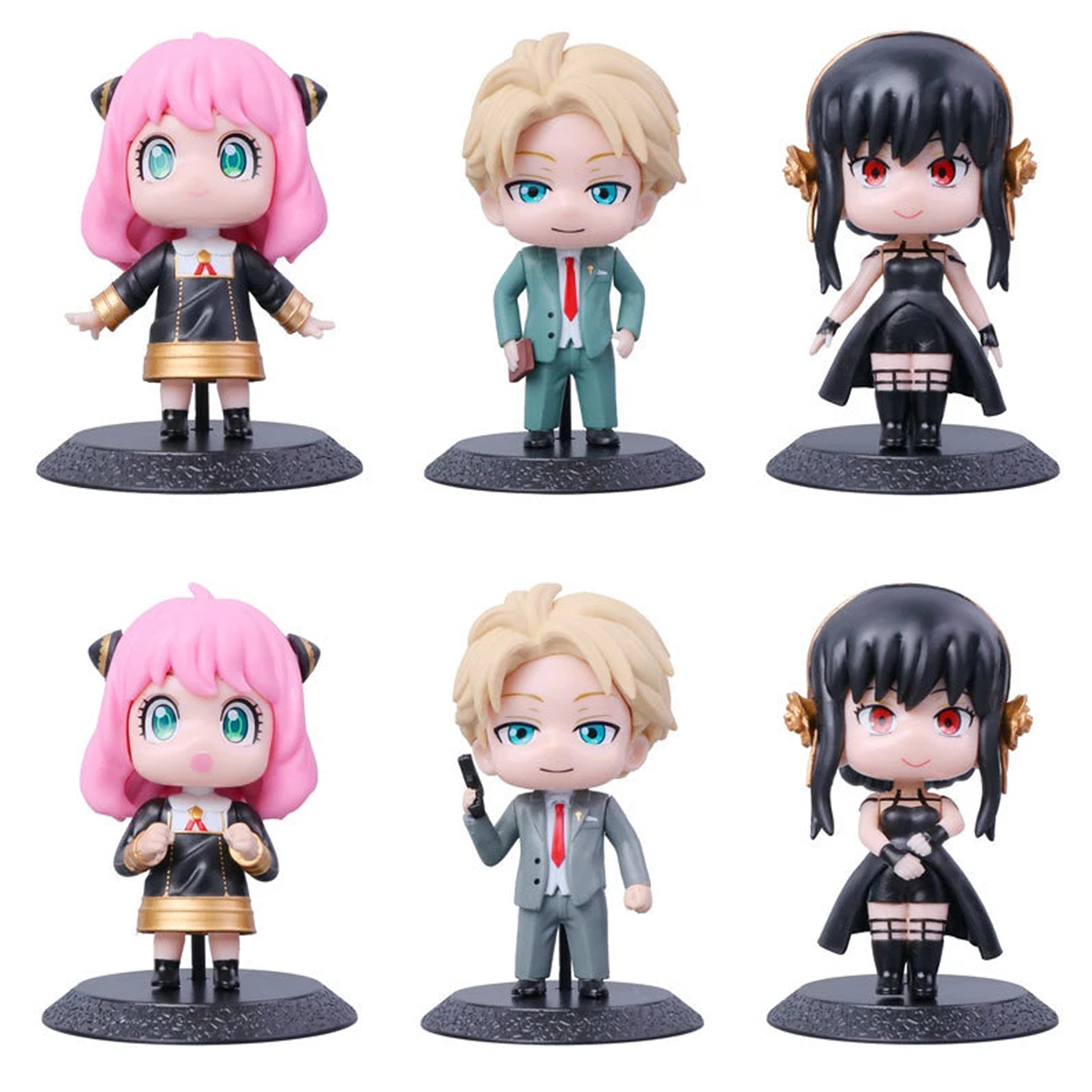 Buy 6pcs pvc anya spy x family loid yor faker chibi anua 10cm anime ...