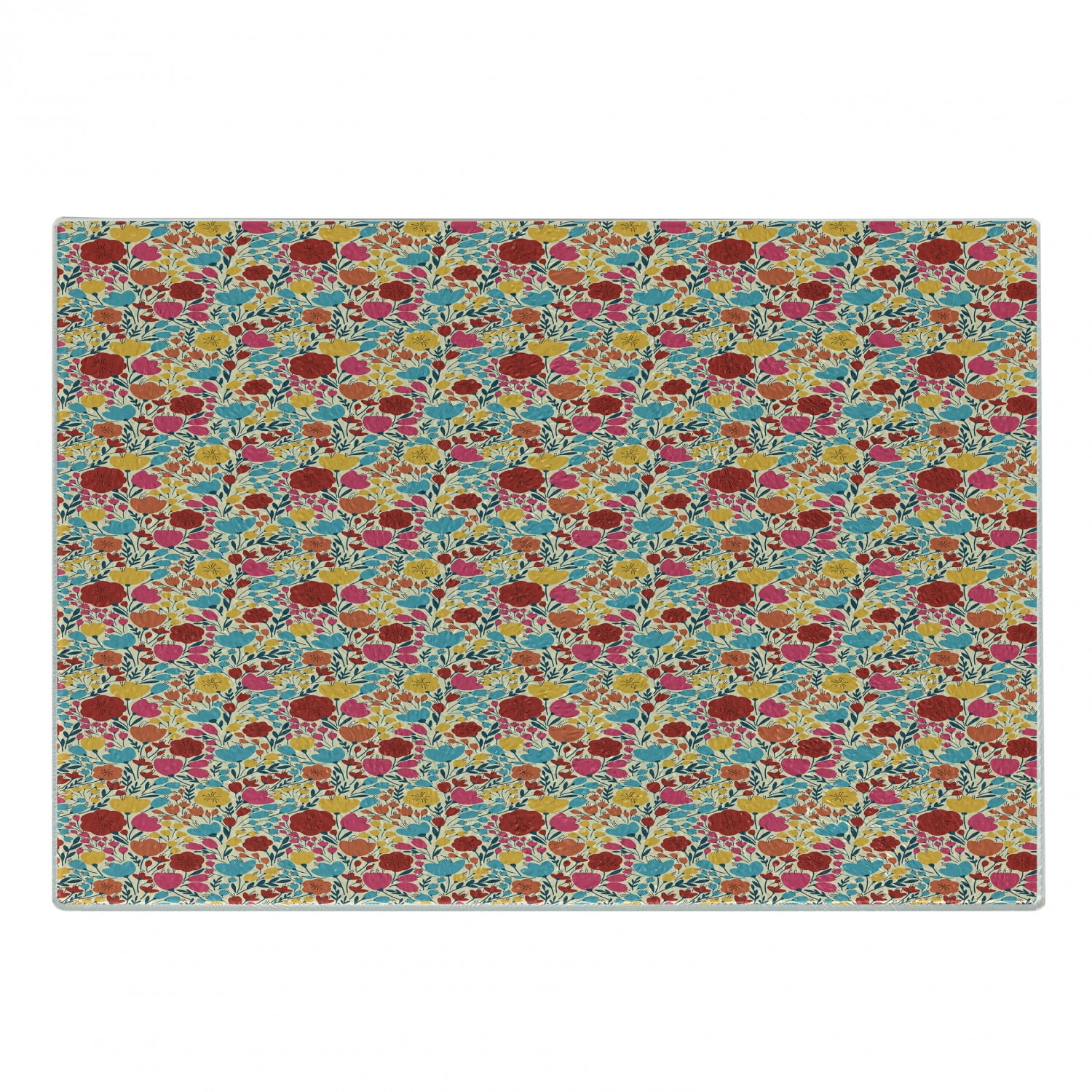 Colorful Cutting Board, Silhouettes of Flowers in Lively Colors Garden ...