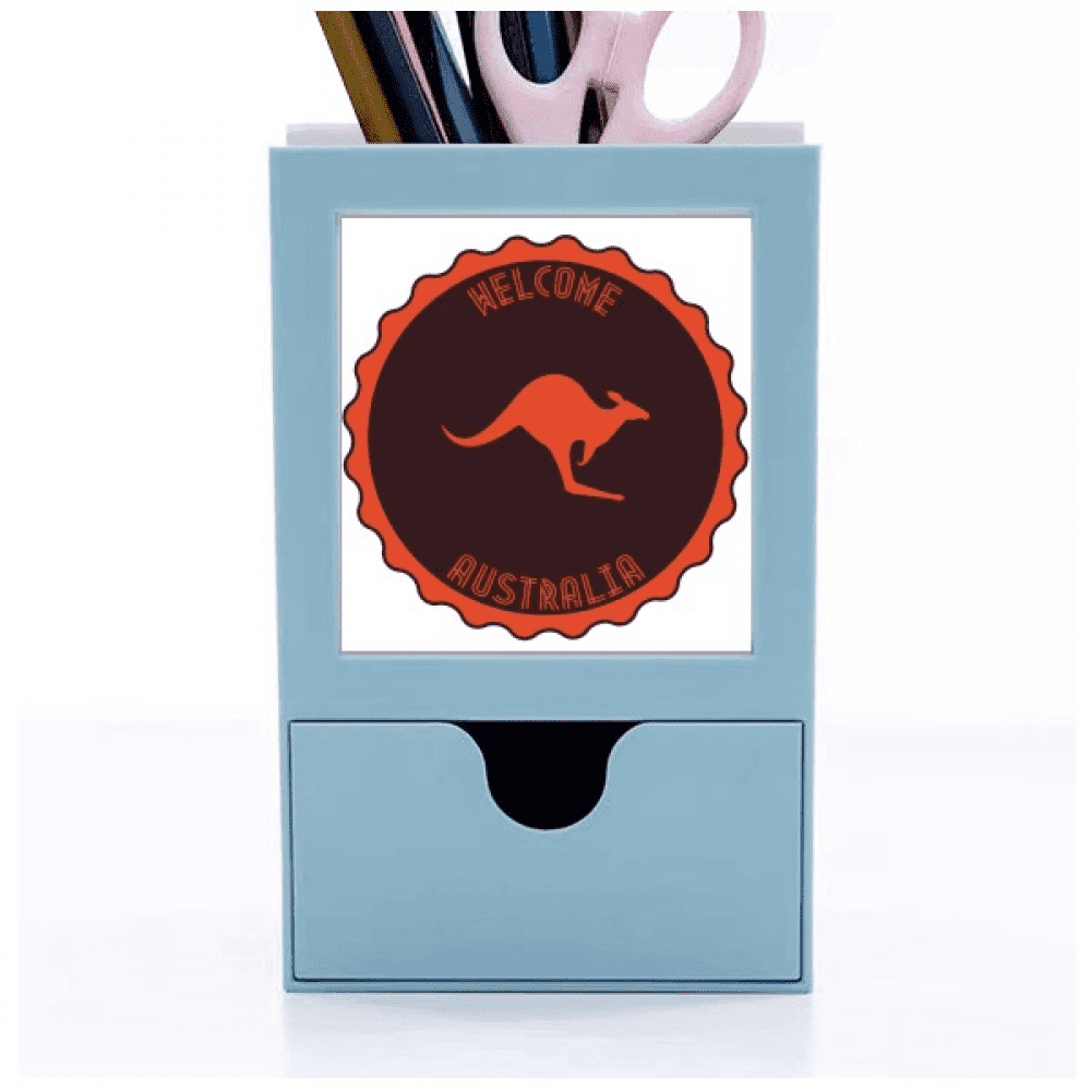 Australia Flavor Kangaroo Emblem Outline Desk Supplies Organizer Pen ...