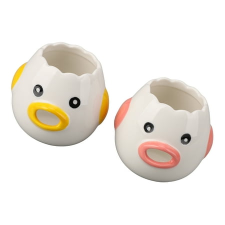 Egg Separator, 2pcs Chicken Shaped Ceramic Egg Separator Sawtoothed Top ...