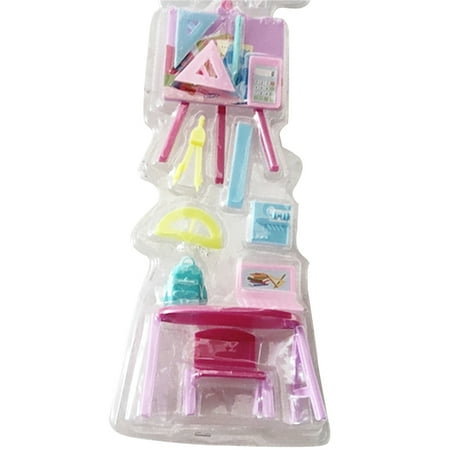 Doll School Set Realistic Cute Dollhouse Study Accessories Mini Study ...