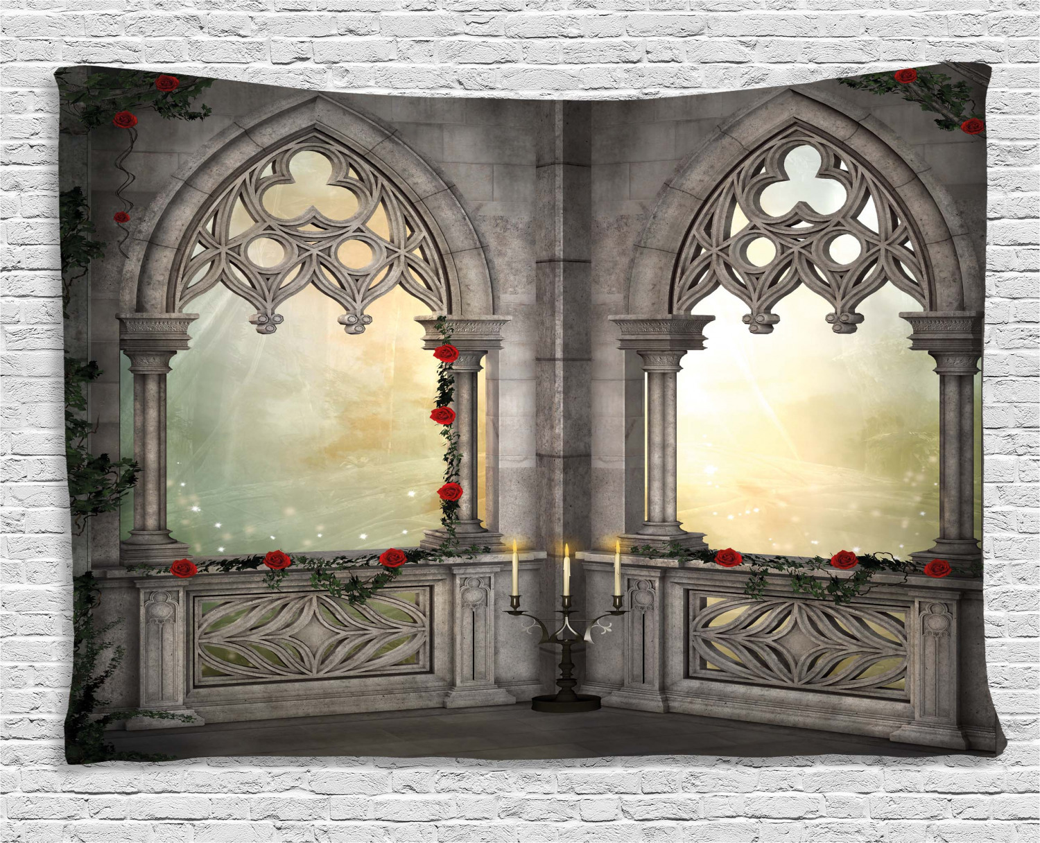 Gothic Decor Tapestry, Vintage Ottoman Palace Balcony for Sultans with ...