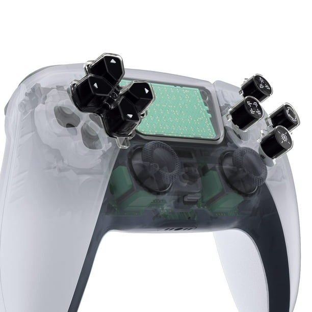 EXtremeRate Replacement Custom Dpad Action Buttons Three Tone Black Clear With White extremerate-replacement-custom-dpad-action-buttons-three-tone-black-clear-with-white