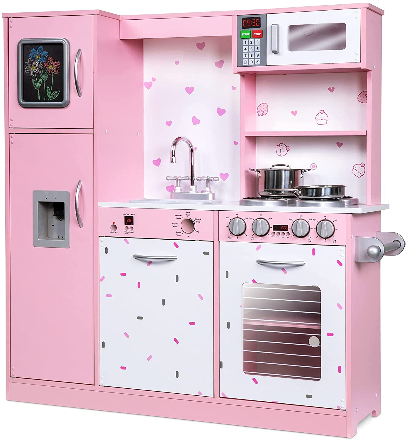 Lil' Jumbl Kitchen Set for Kids, Pretend Wooden Kitchen Playset ...