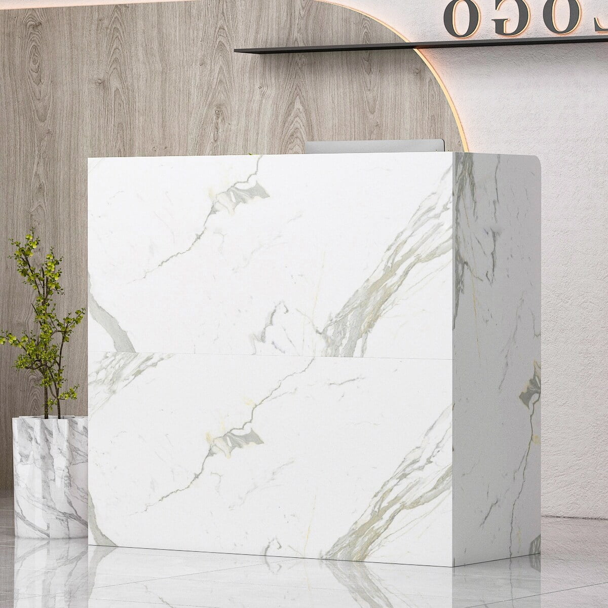 47.2" Reception Desk Counter Lockable Storage Reception Table Working ...