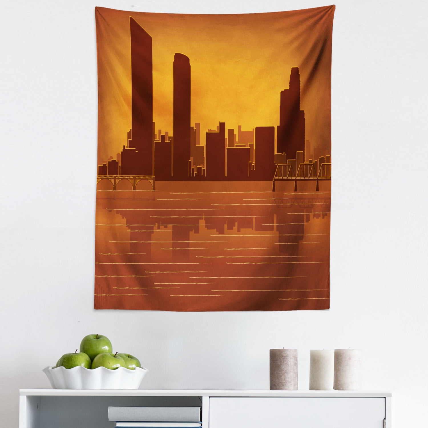 Michigan Tapestry, Grand Rapids Michigan Skyline with Reflection in ...