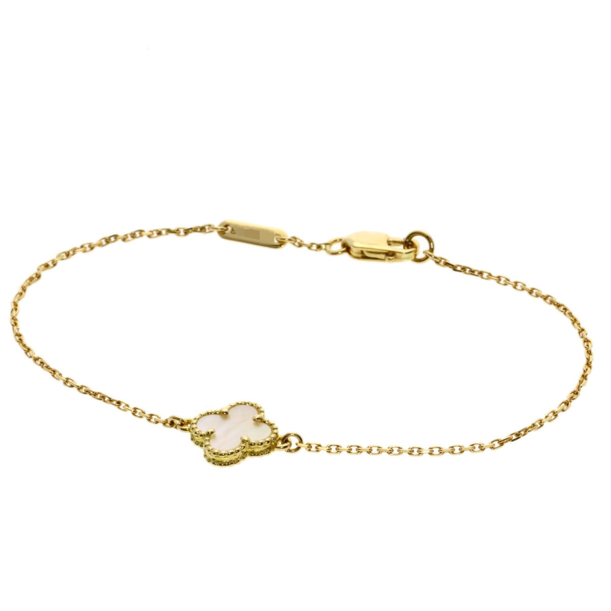 Pre-Owned Van Cleef & Arpels Sweet Alhambra Shell Bracelet 18K Yellow ...