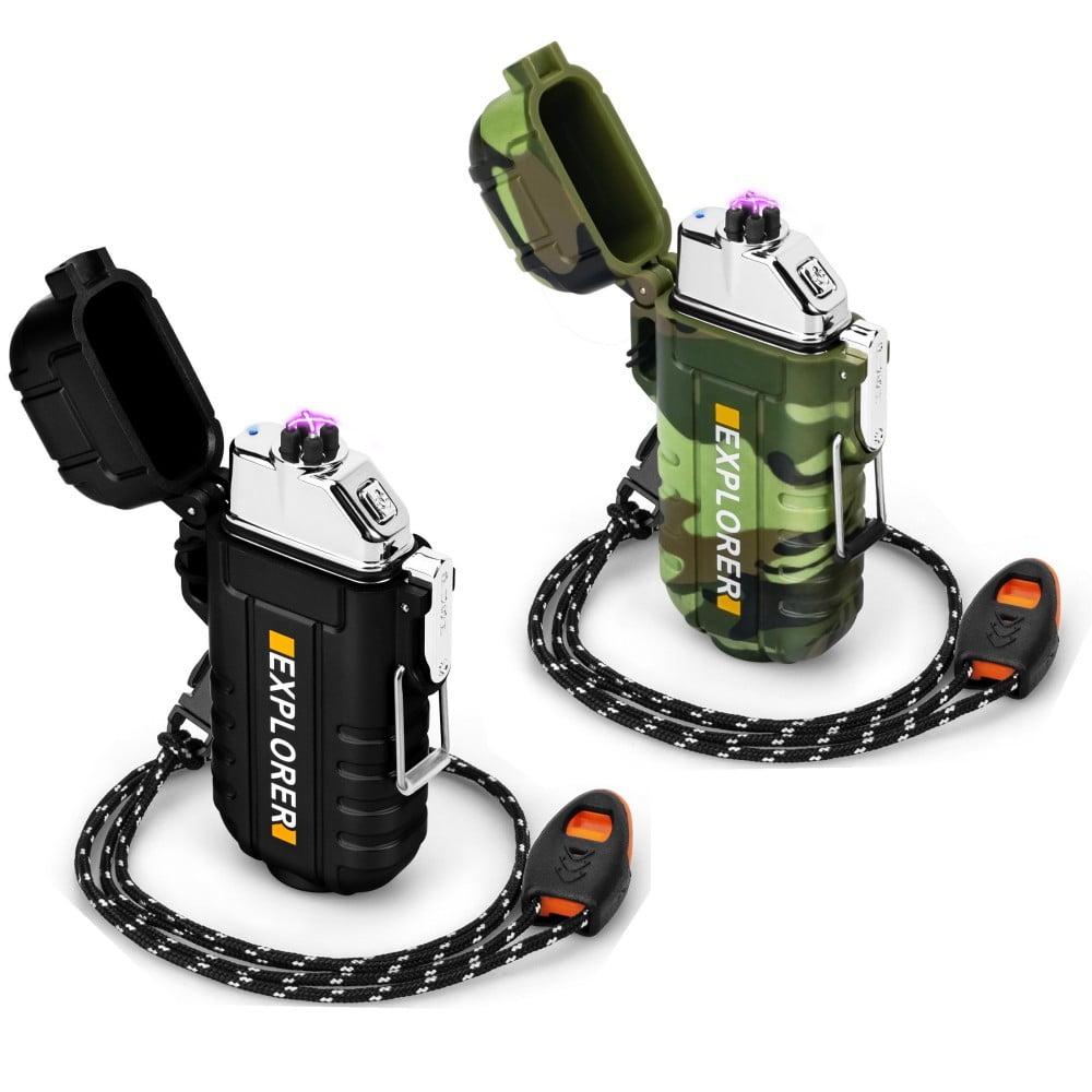 2Pack USB-C Rechargeable Electric Lighter,Dual Arc Lighter,Waterproof ...