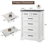 ACCOHOHO 6 Drawer Dresser for Bedroom, Farmhouse 46" High Wooden ...