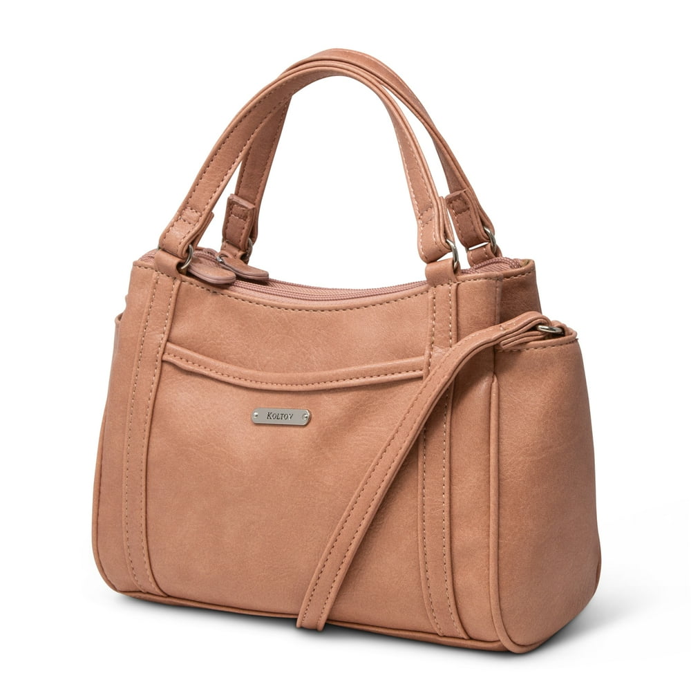 Koltov - Koltov Vegan Leather Sarah Small Satchel , Salmon - Walmart ...