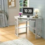 VECELO Easy Assembly Corner Desk with Keyboard Tray and Shelves ...
