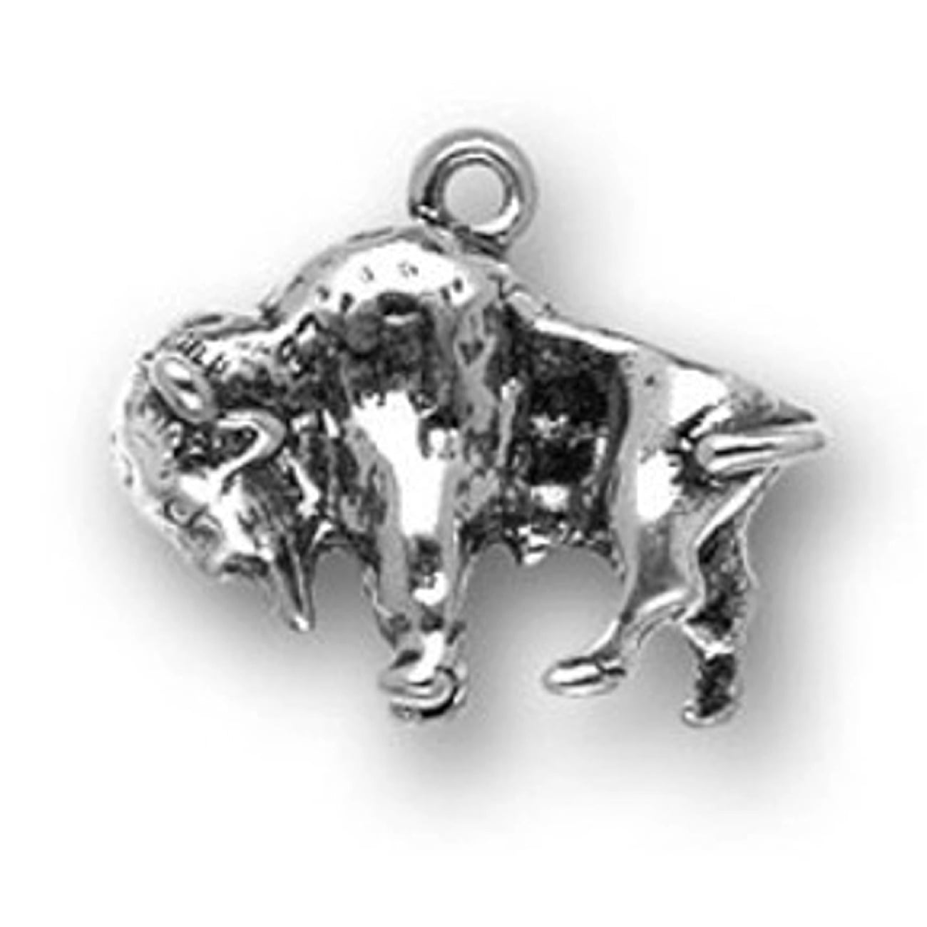 Sterling Silver 16" .8mm Box Chain 3D Detailed Buffalo Or Bison Pendant ...