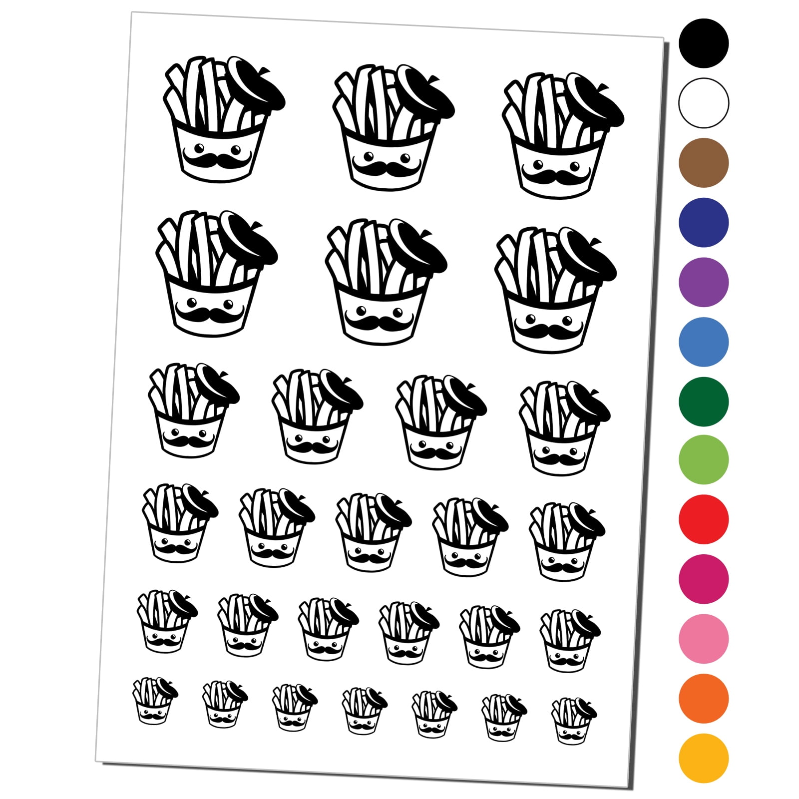 French Fries with Mustache and Beret Water Resistant Temporary Tattoo ...