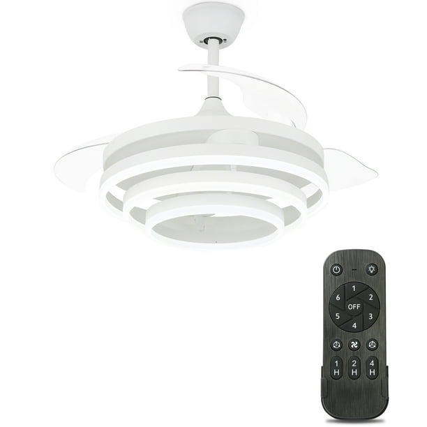 Dawn Whisper 42-Inch Retractable Ceiling Fan with 6-Speed, LED Light ...