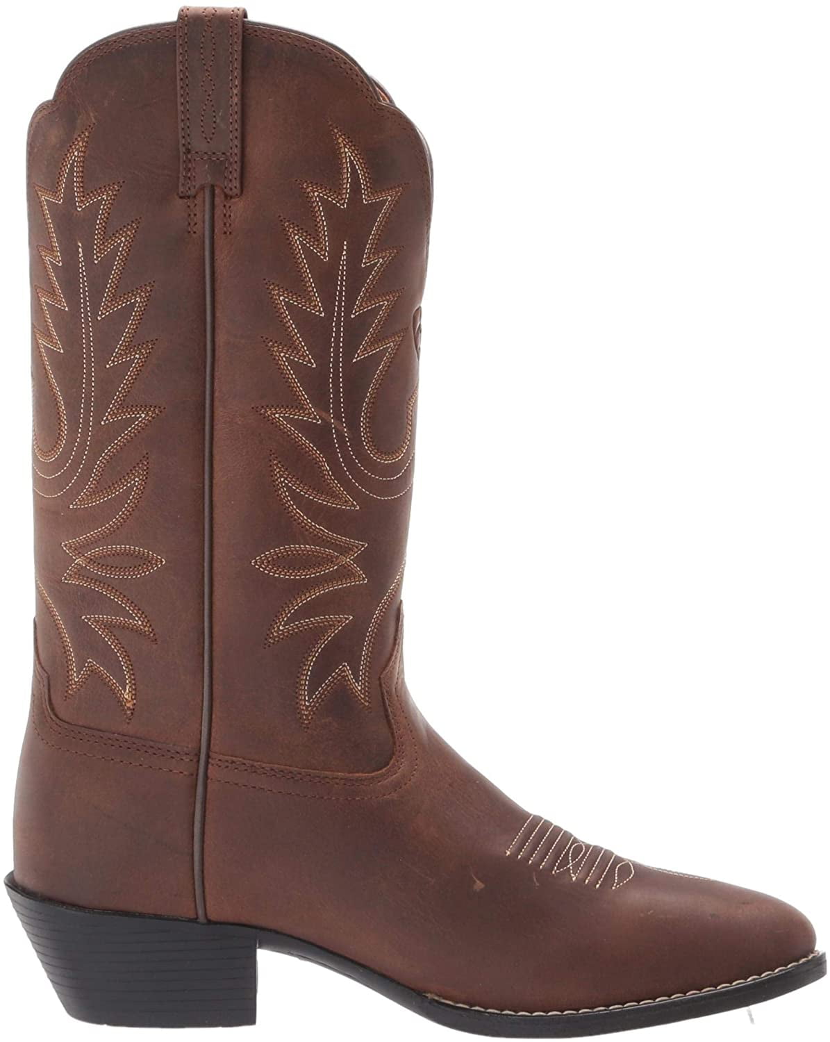 Ariat Womens Heritage Leather Round Toe Western Boots (Distressed Brown ...