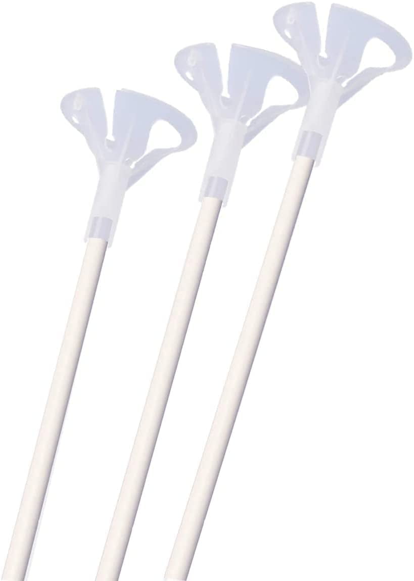 PMU Balloon Sticks 12 Inch White with Clear Cups Latex/Mylar Balloon ...