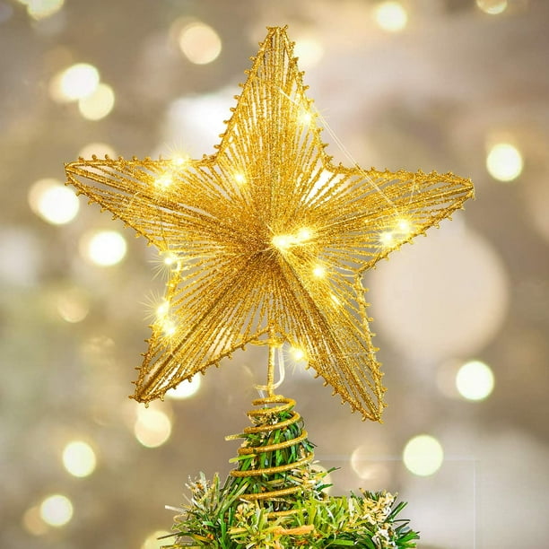 Glittered Christmas Star Treetop 11.3Inch x 9.5Inc, Lighted Star Tree ...