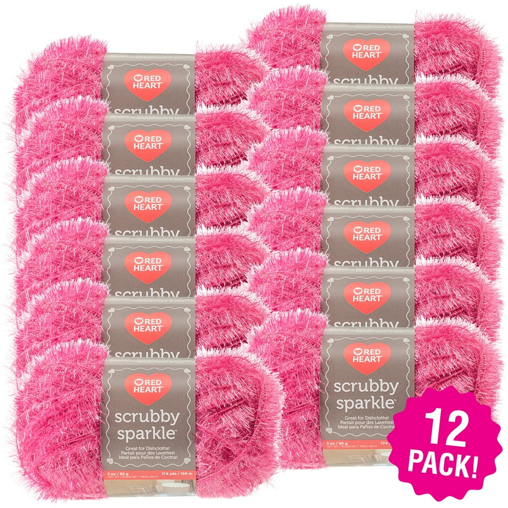 Red Heart Scrubby Sparkle Yarn - Watermelon, Multipack of 12 - Walmart ...