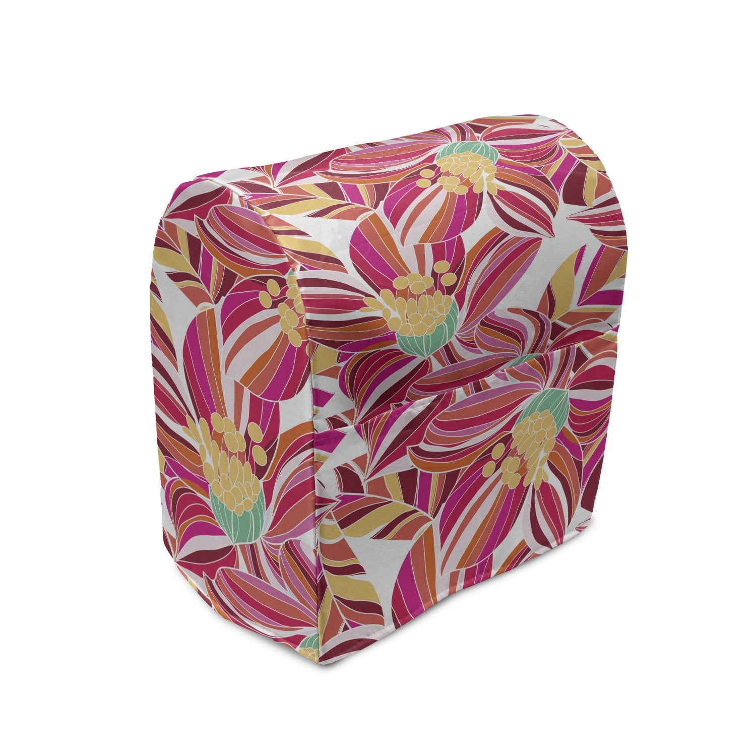 Floral Stand Mixer Cover, Abstract Blossoms with Vibrant Striped Petals ...