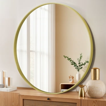JOINSUN 20 Inch Round Mirror, Black Metal Frame Circle Mirror, Wall ...