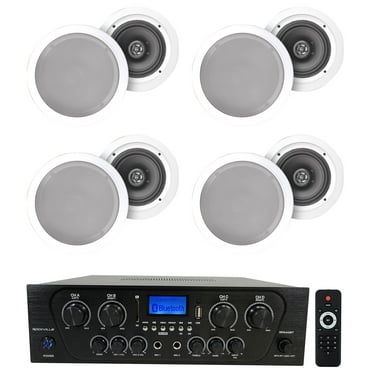 Rockville 4-Room Home Audio Kit Stereo+8 White 8" Ceiling Speakers+Wall ...