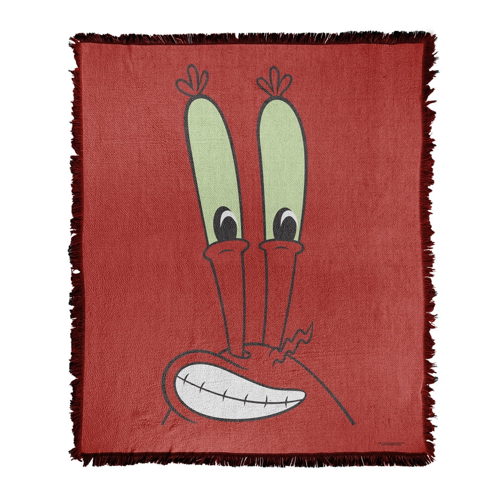 Spongebob Blanket, 50"x60" Mr. Krab Face Woven Tapestry Cotton Blend ...