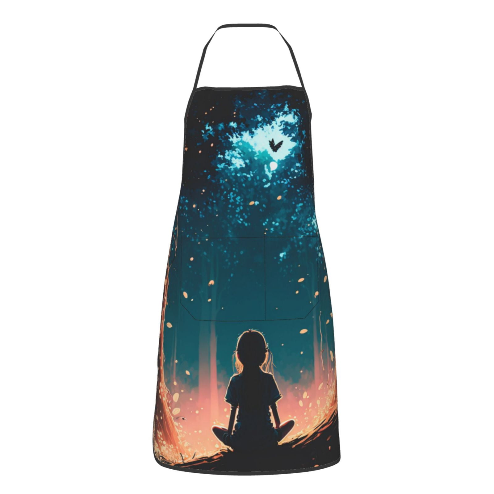 ZNDUO Retro Abstract Landscape Pattern Apron, Adjustable Bib Soft Chef ...