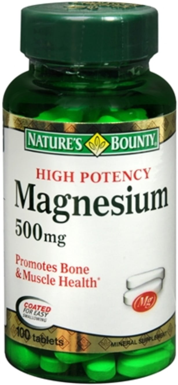 Nature's Bounty Magnesium 500 mg Tablets 100 ea (Pack of 4) - Walmart.com