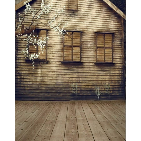 BSDHOME Polyester Wooden House Floor Tree Photography Backdrops Photo ...