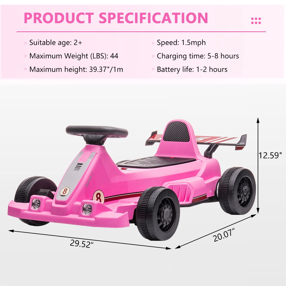 Buy BTMWAY Pink 6V Battery Powered Ride On Go Kart for Kids Boys Girls ...