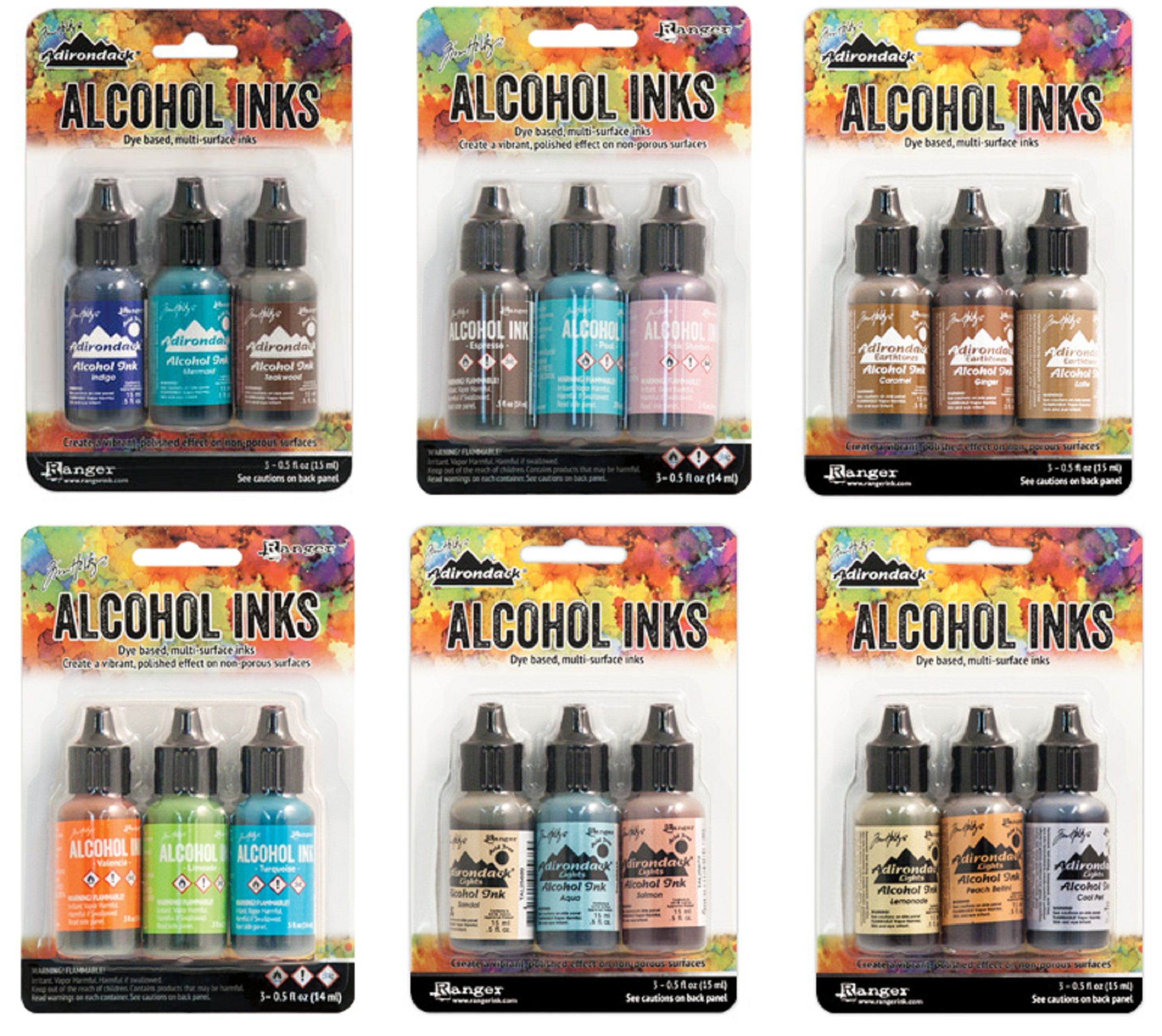Ranger Tim Holtz ADIRONDACK ALCOHOL INKS- Favorite Set Collection 2 ...