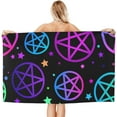 Neon Pentagram Symbol Large Beach Towel - Plush Thick Cotton Pool Towel ...