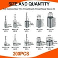 SPRING 200pc Thread rt Stainless Steel Helicoil For M3 to M8 Thread ...