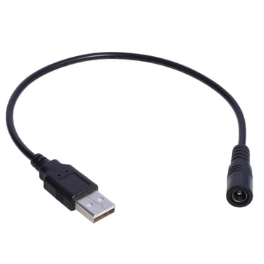 USB to DC Power Cable 0.5 M USB to DC 5.5mm x 2.1mm 5v Power Cord Black ...