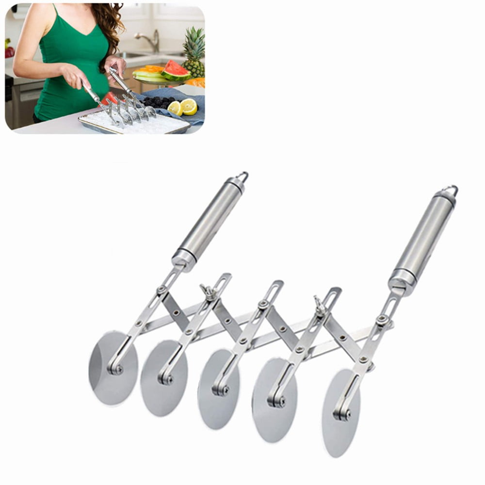 EIMELI 5 Wheel Pizza Dough Cutter Stainless Steel Expandable Pastry ...