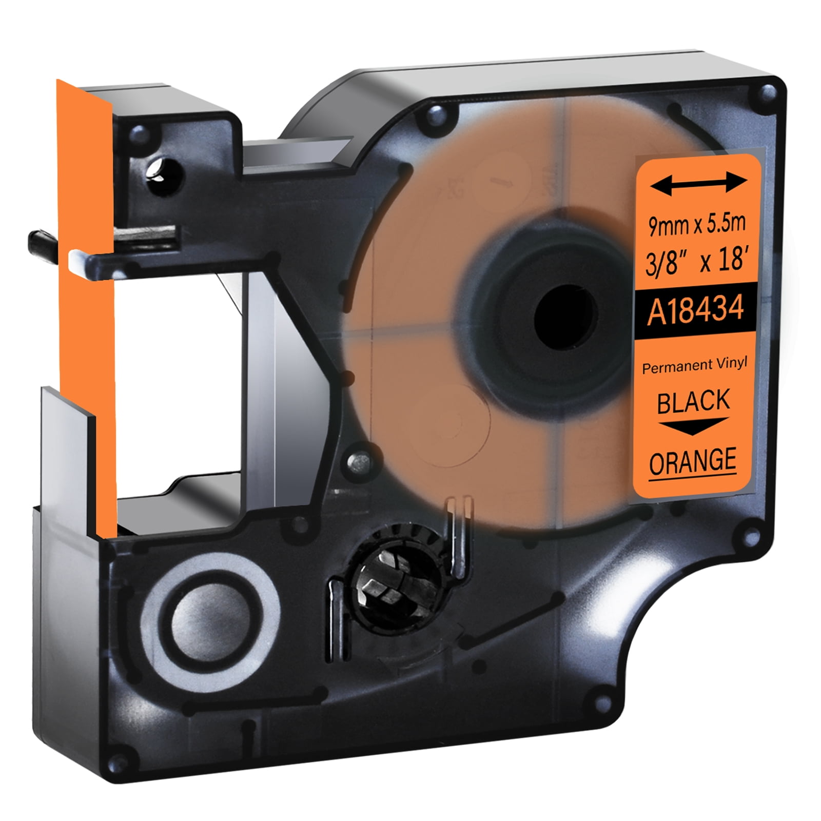 GREENCYCLE 1PK Compatible for DYMO 18434 9mm 5.5m Black on Orange IND ...