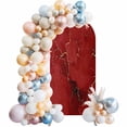 Abstract Arch Backdrop Cover, 6FT, Red Golden Marble Fluid Lines ...
