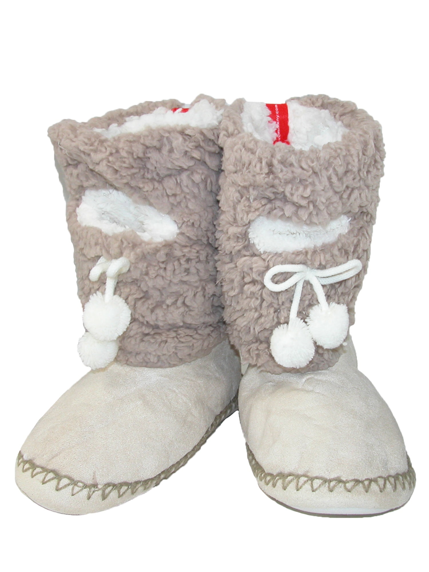 Minx NY Women's Solid Color Fuzzy Boot Slippers with Phone Pocket ...