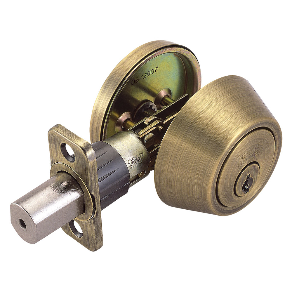 Design House 755264 Pro Single Cylinder Deadbolt , Antique Brass ...