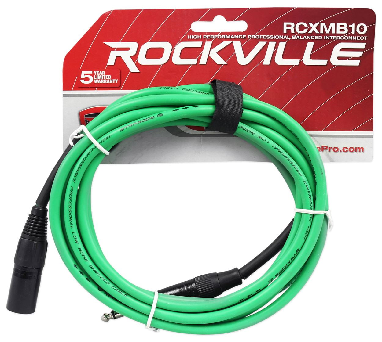 Rockville RCXMB10G 10' Male REAN XLR to 1/4'' TRS Cable Green 100% ...