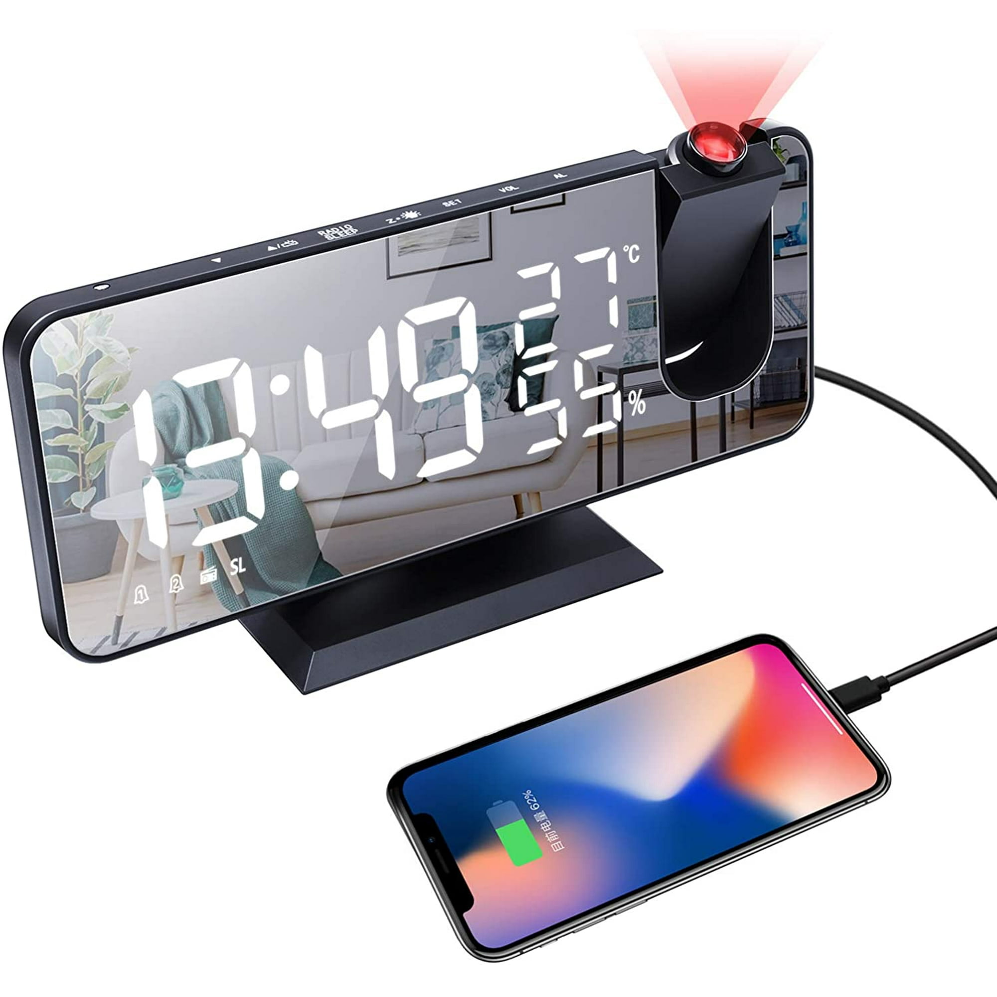 Click here for Greswe Projection Digital Alarm Clock For Bedrooms... prices