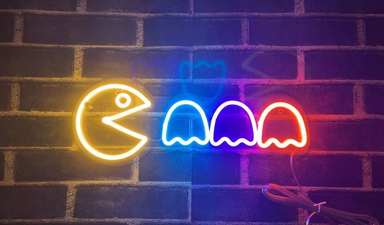 Queen Sense 14"x5.5" Pac Mans Pacmans LED Sign Light Wall Decor Party ...