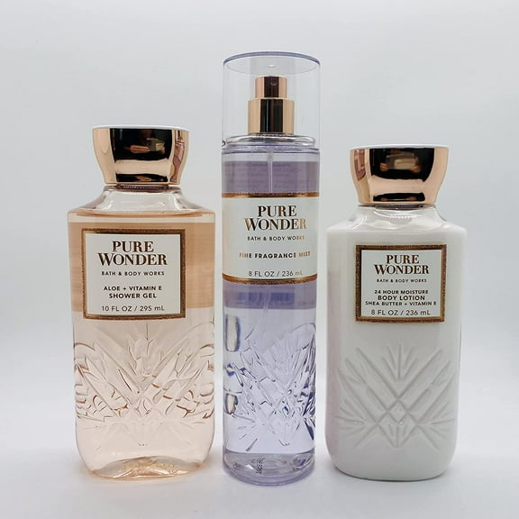 Bath & Body Works Pure Wonder 3-Piece Bundle: 8oz Perfume Spray, 10oz ...